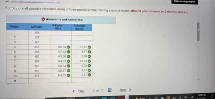 Solved Return to question Using simple moving averages and | Chegg.com
