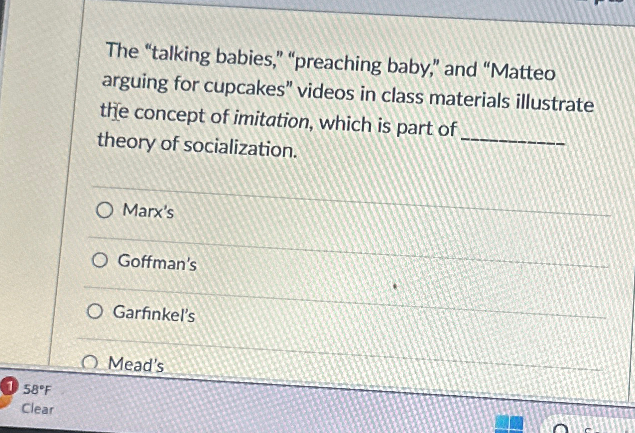 Solved The "talking babies," "preaching baby," and "Matteo | Chegg.com