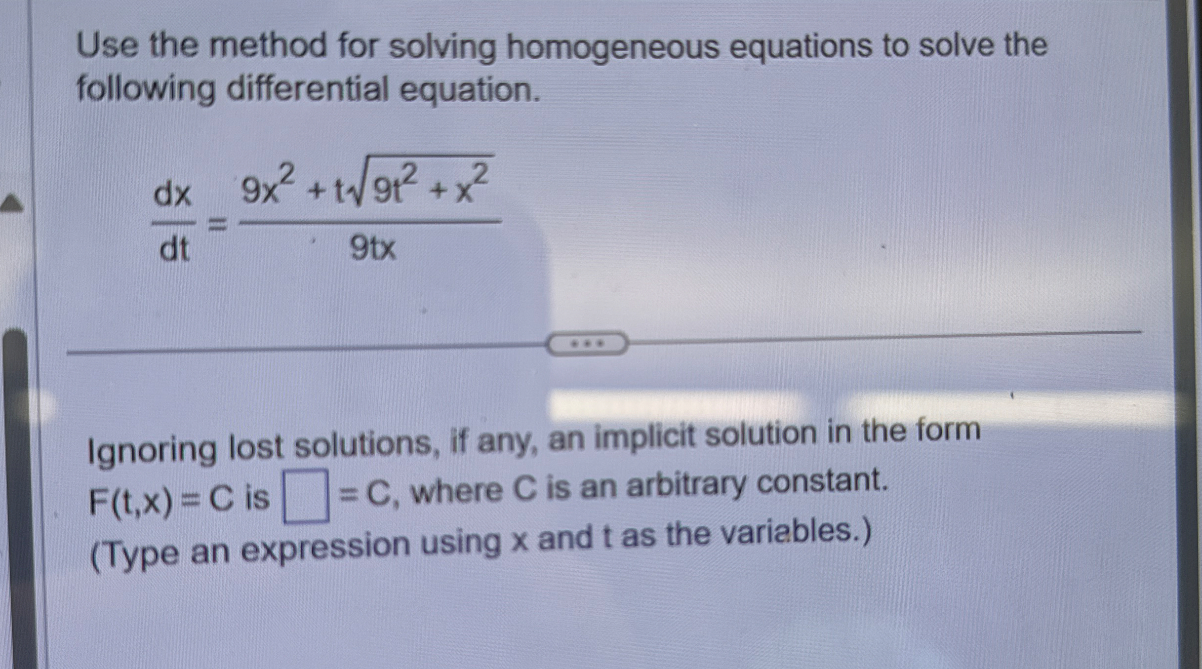 Use the method for solving homogeneous equations to | Chegg.com