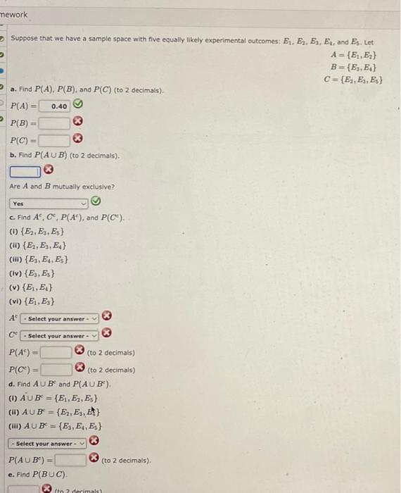 Solved Suppose that we have a sample space with five equally | Chegg.com