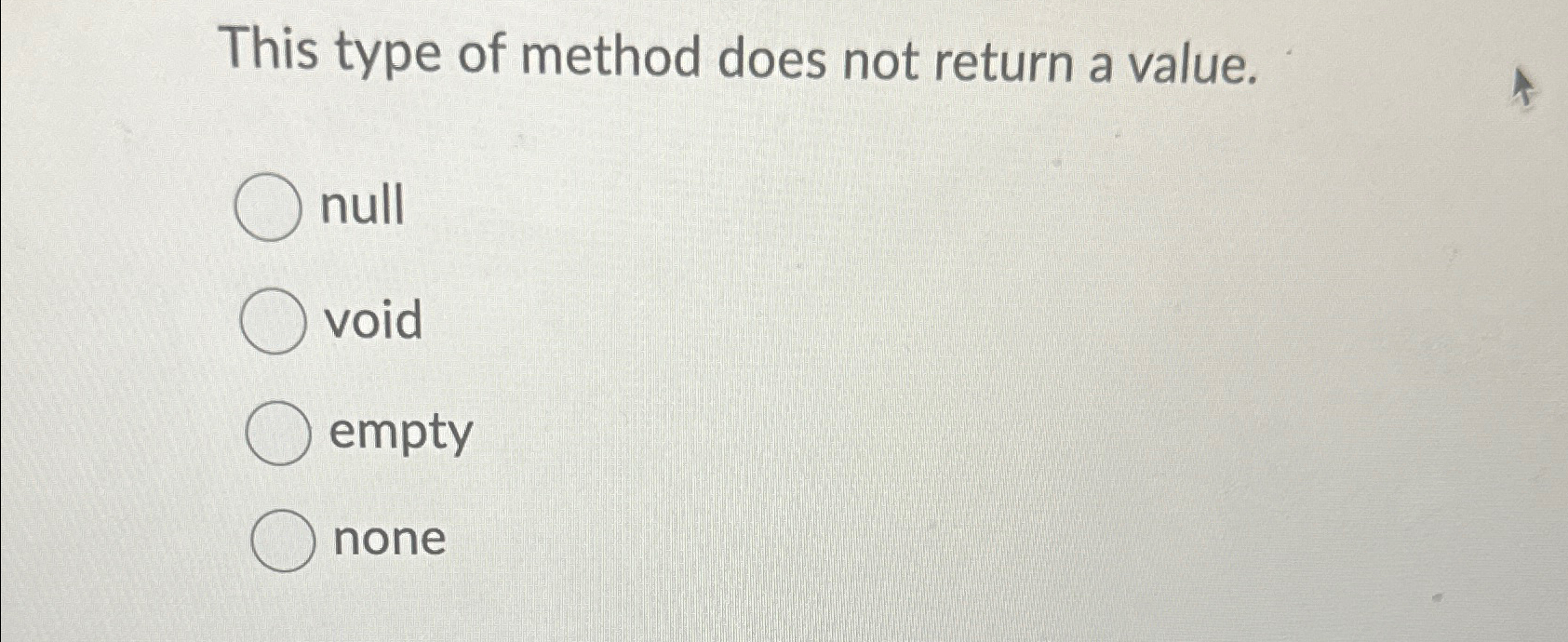 Solved This type of method does not return a | Chegg.com