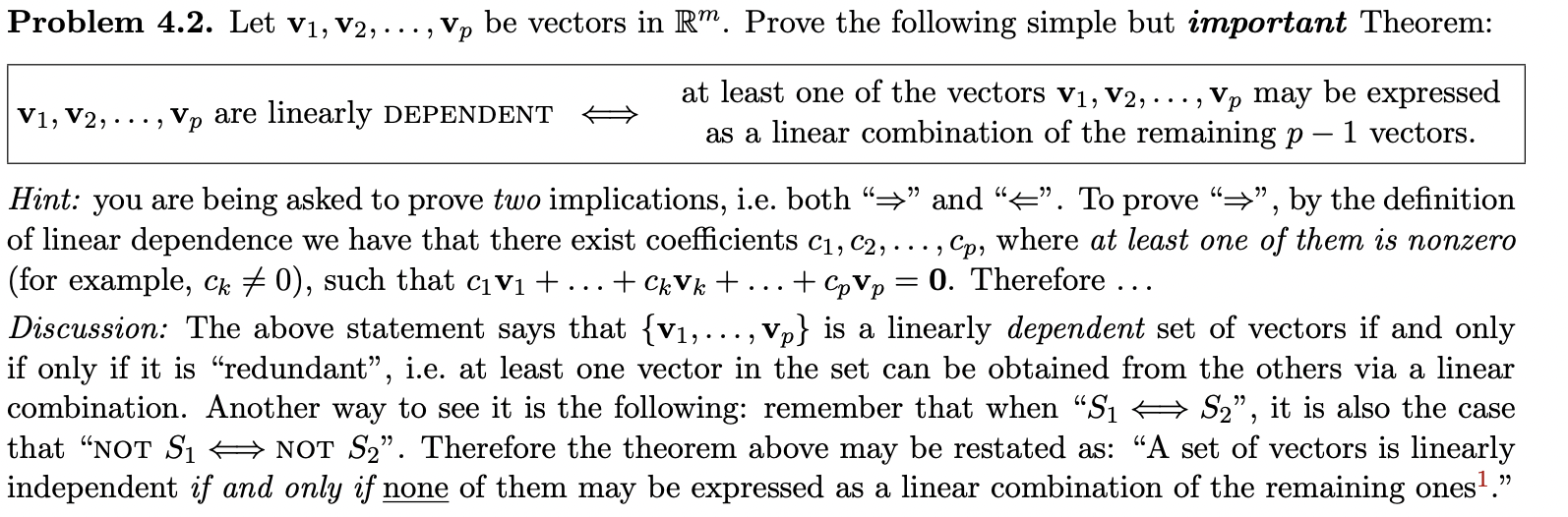 Solved Problem 4.2. ﻿Let v1,v2,dots,vp ﻿be vectors in Rm. | Chegg.com