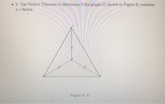 Solved 2. Use Tutte's Theorem to determine if the graph G, | Chegg.com
