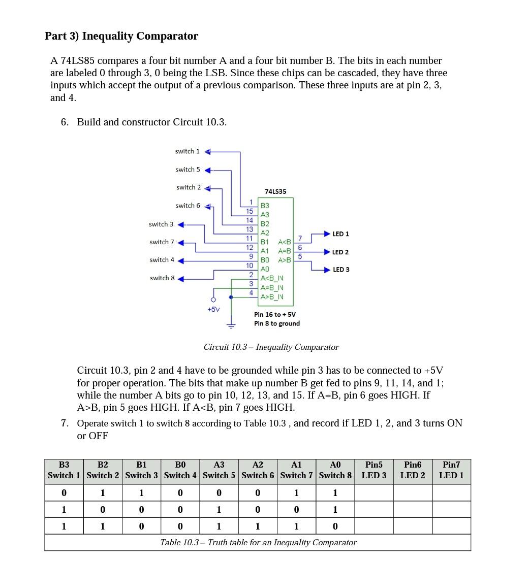 Solved Logical Function Circuit: Comparators The basic | Chegg.com