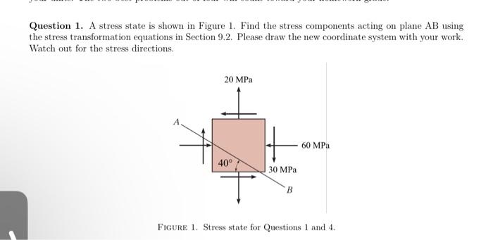 Solved Question 1. A stress state is shown in Figure 1. Find | Chegg.com