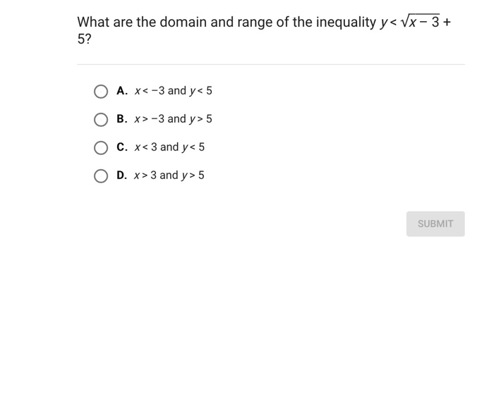 Solved What are the domain and range of the inequality y