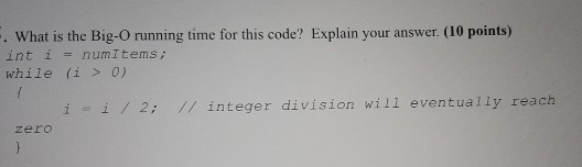 Solved What is the Big-O running time for this code? Explain | Chegg.com