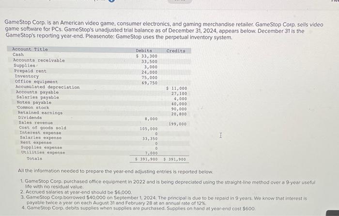 Solved GameStop Corp. is an American video game, consumer | Chegg.com