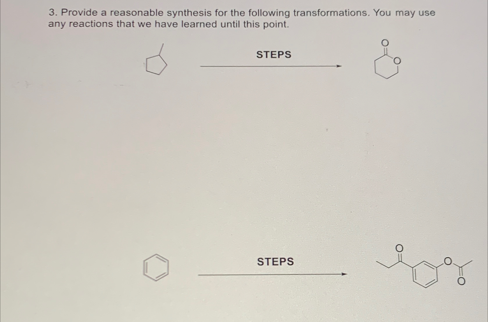 Solved Provide a reasonable synthesis for the following | Chegg.com