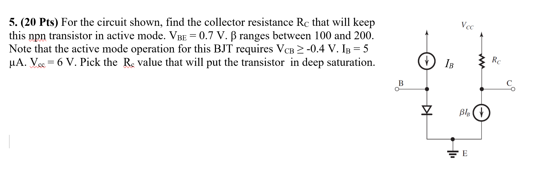 Solved (20 ﻿Pts) ﻿For the circuit shown, find the collector | Chegg.com