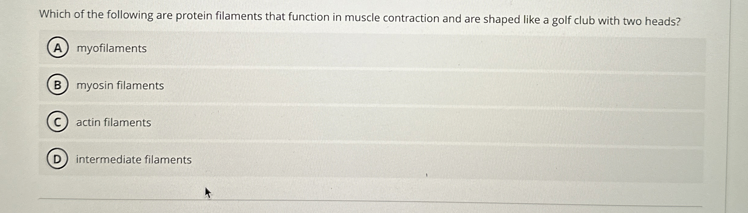 Solved Which of the following are protein filaments that | Chegg.com