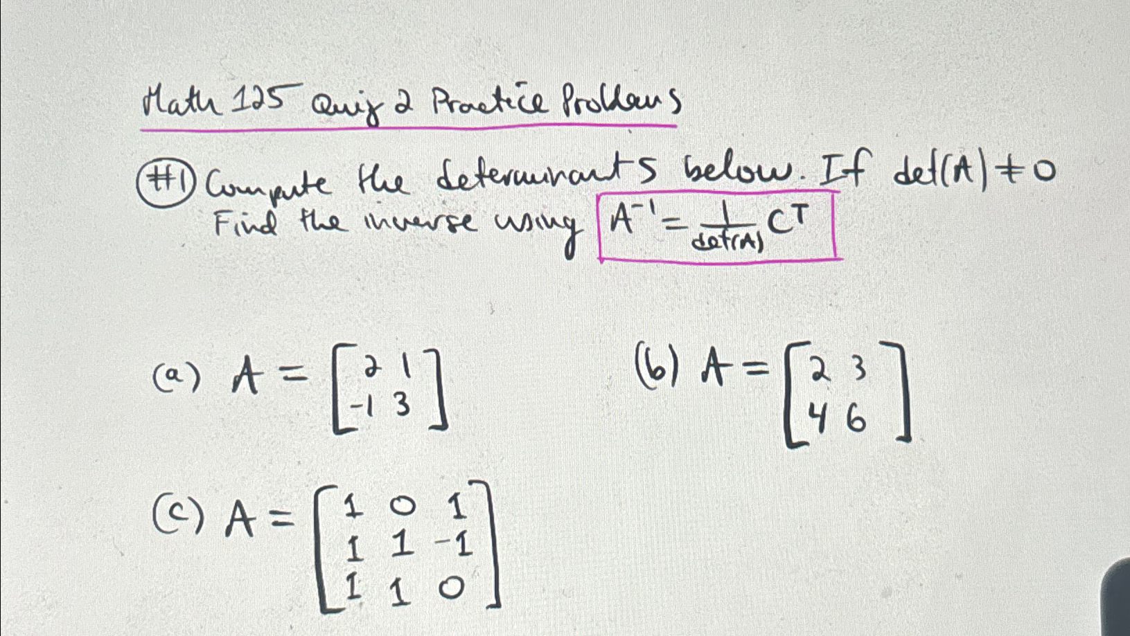Solved Math 125 ﻿Quif 2 ﻿Proctice Prollans(#1) ﻿Compunte the | Chegg.com