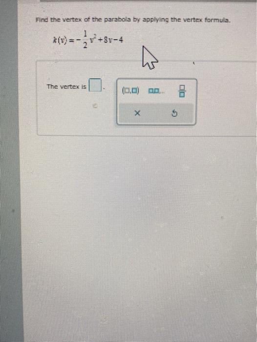 Solved Find the vertex of the parabola by applying the | Chegg.com
