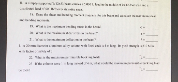 Solved H A simply-supported W12x53 beam carries a 5,000 lb | Chegg.com