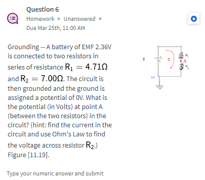 Solved :'Question 6Homework - ﻿Unanswered *Due Mar | Chegg.com