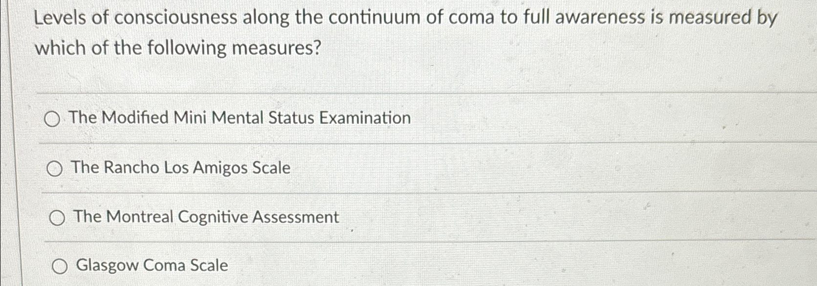 Solved Levels of consciousness along the continuum of coma | Chegg.com