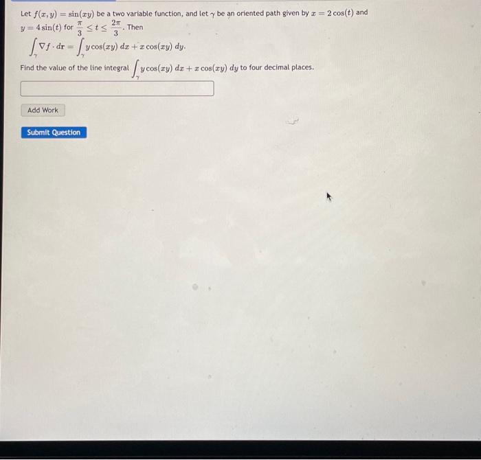 Solved Let \\( f(x, y)=\\sin (x y) \\) be a two variable | Chegg.com