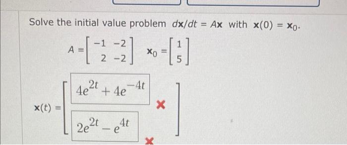 Solved solve for the initial value problem. dx/dt = Ax with | Chegg.com