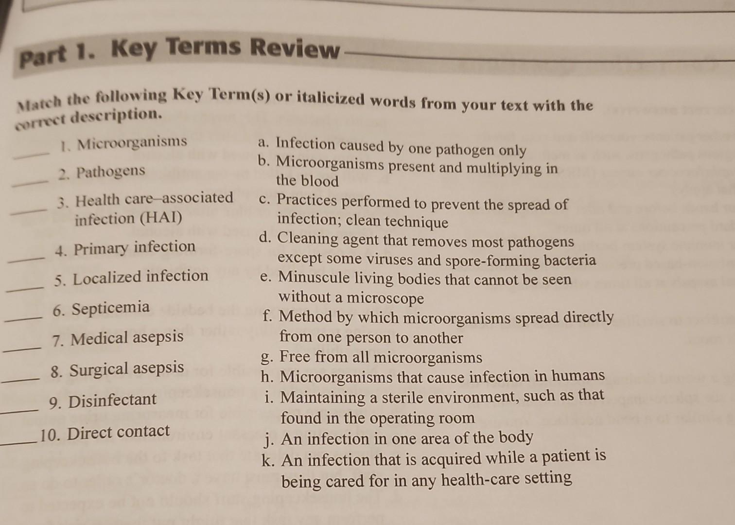 Solved Watch the following Key Term(s) or italicized words | Chegg.com