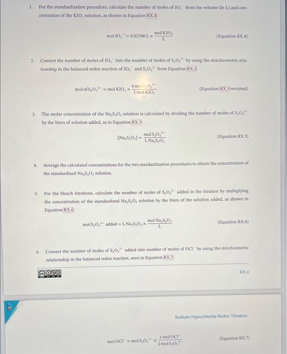 Solved 1. For the standardization procedure, calculate the | Chegg.com