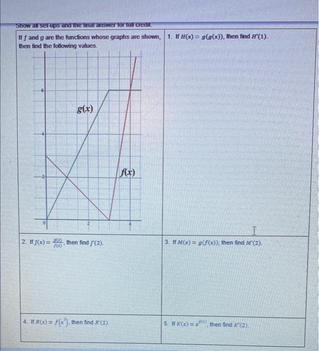 Solved 1. If H(x)=g(g(x)), then find H′(1). If f and g are | Chegg.com