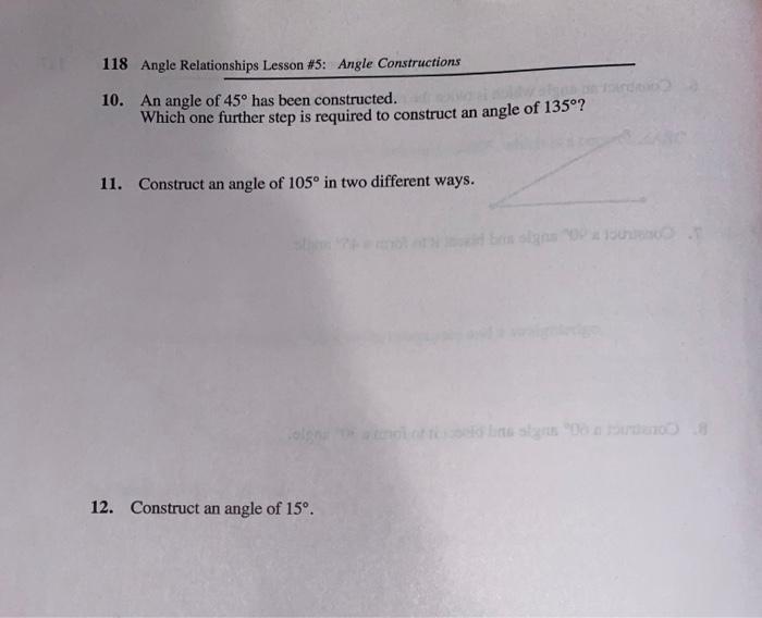 Solved 116 Angle Relationships Lesson 5: Angle Constructions | Chegg.com