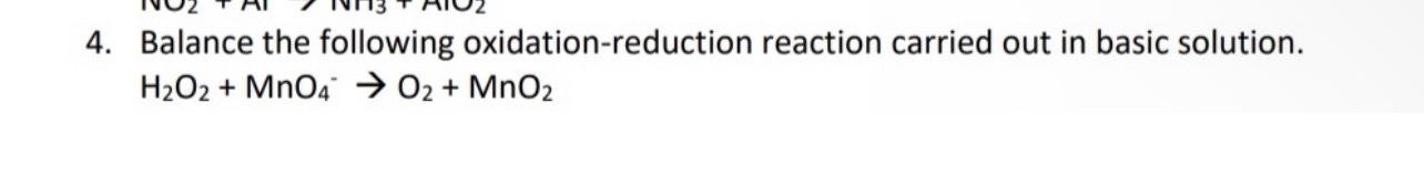 Solved Balance The Following Oxidation Reduction Reaction