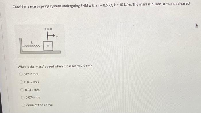 Solved Consider a mass-spring system undergoing SHM with m = | Chegg.com