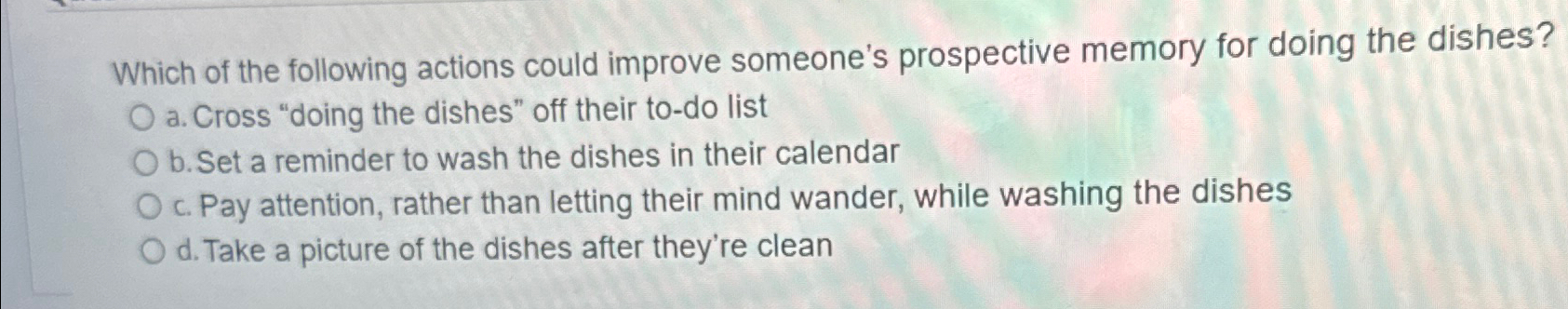 Solved Which of the following actions could improve | Chegg.com