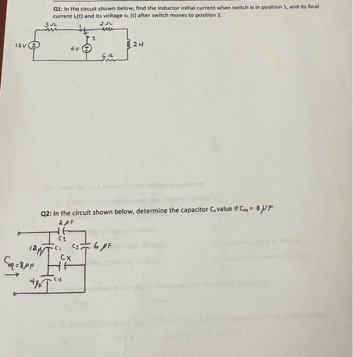 Solved Q1: In the circuit shown below, find the inductor | Chegg.com