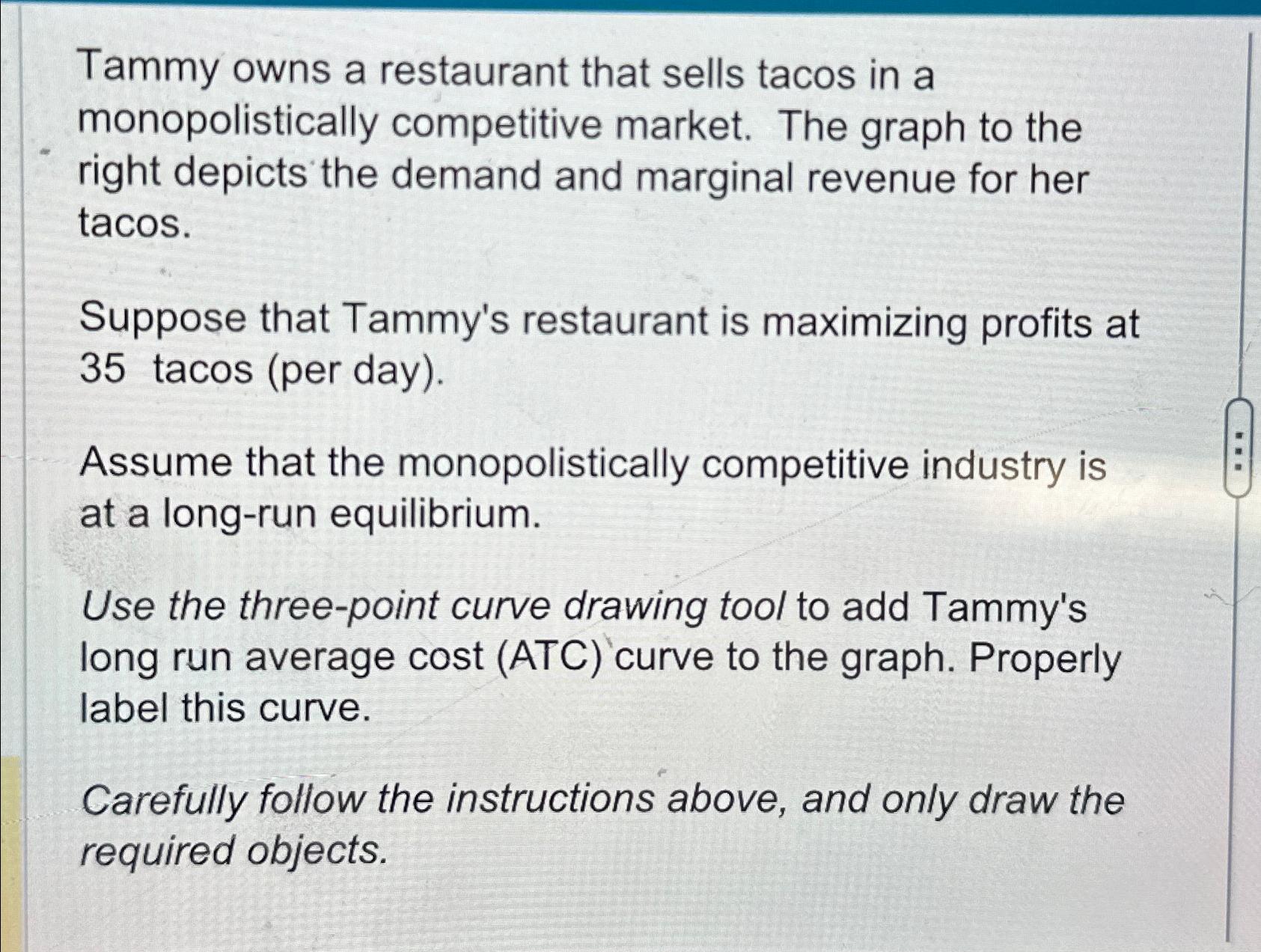 Solved Tammy owns a restaurant that sells tacos in a | Chegg.com