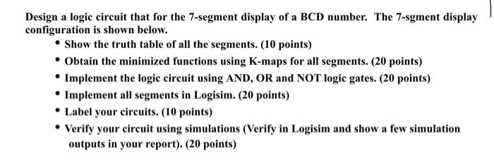 Solved Design a logic circuit that for the 7-segment display | Chegg.com