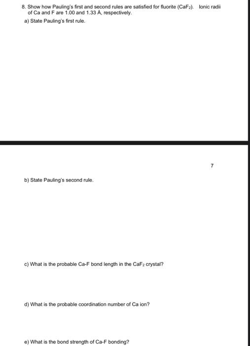 Solved 8. Show how Pauling's first and second rules are | Chegg.com