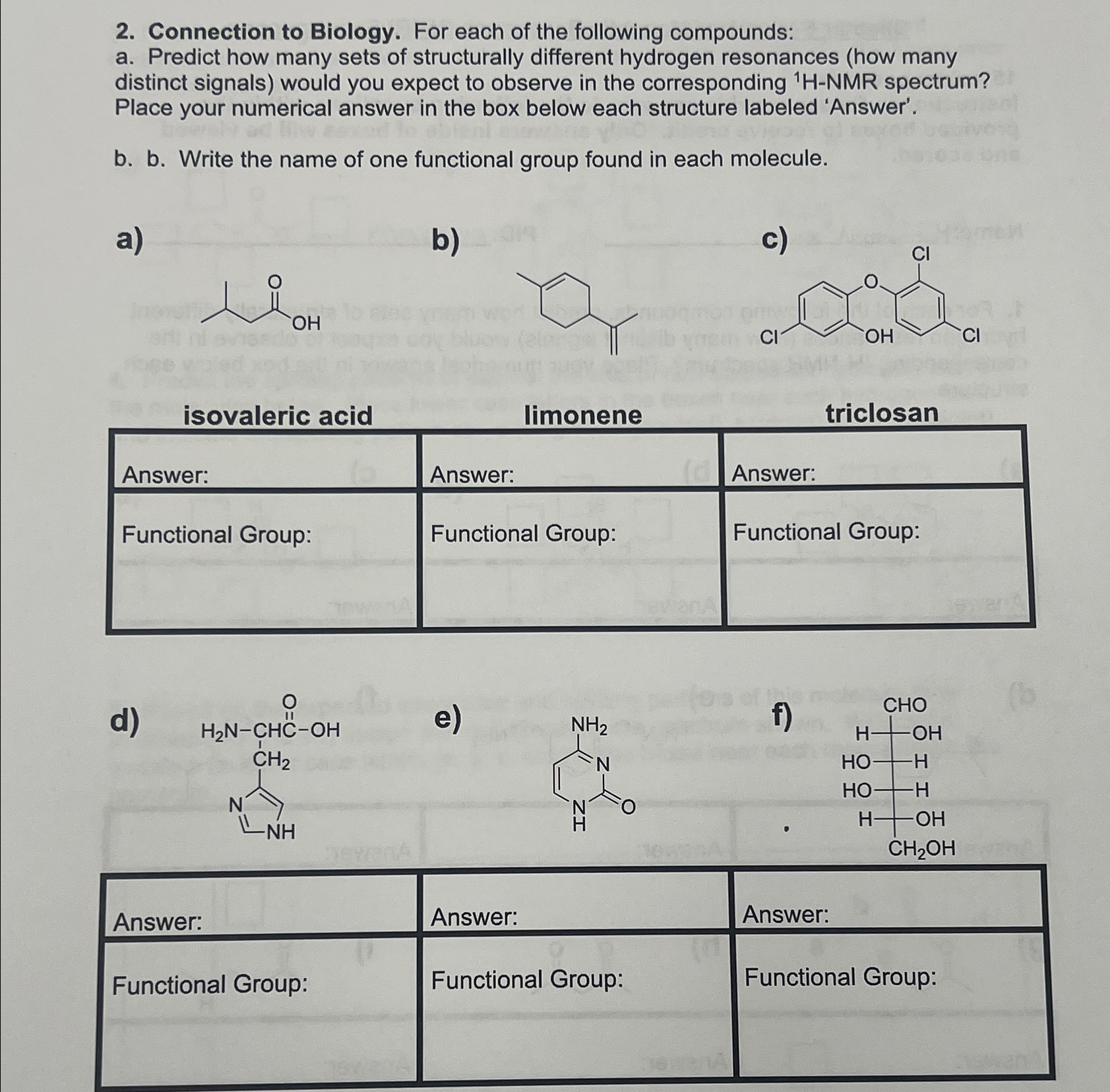 Solved Connection to Biology. For each of the following | Chegg.com