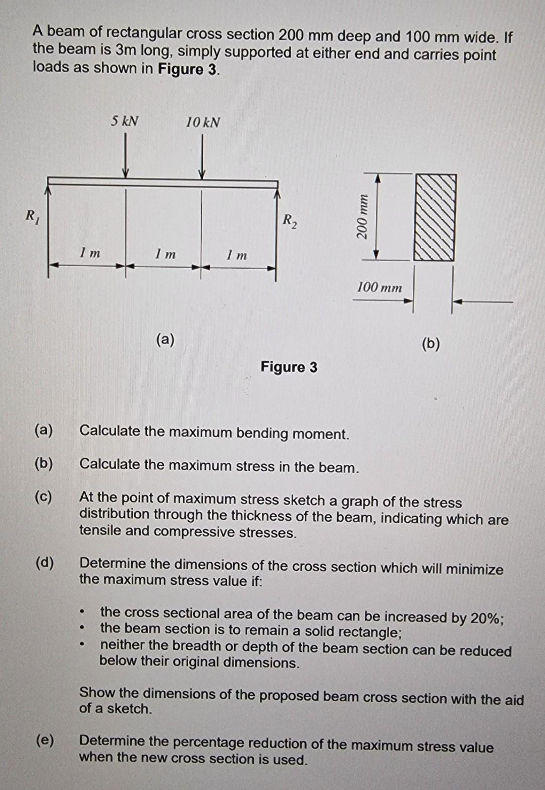 Solved A beam of rectangular cross section 200 mm deep and | Chegg.com