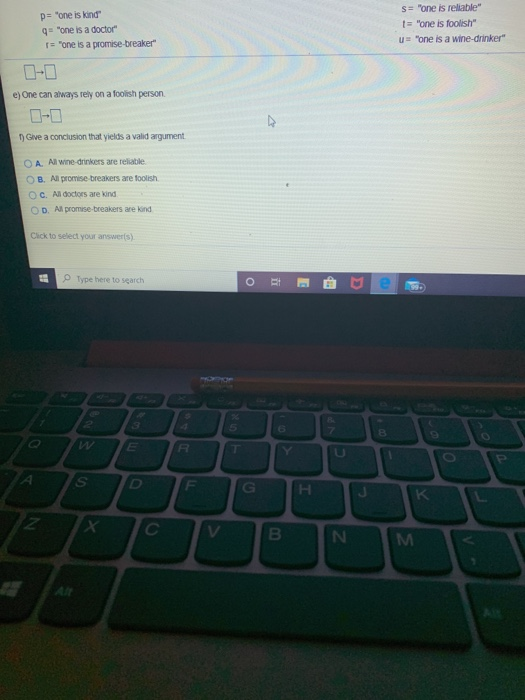 Solved Write the premise in symbols, and then in the final | Chegg.com