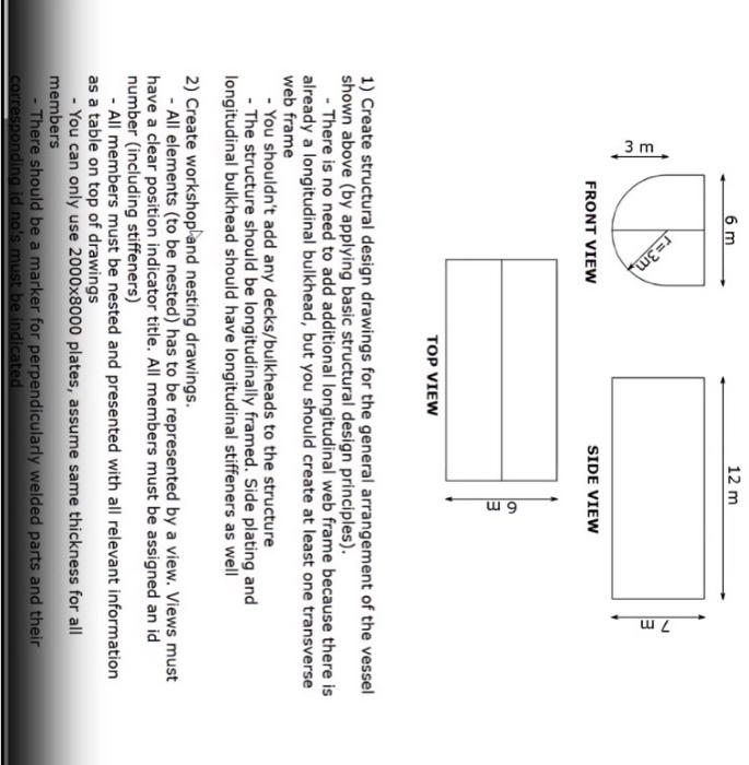 3 m 6 m r=3m FRONT VIEW TOP VIEW 12 m SIDE VIEW 6 m 7 | Chegg.com