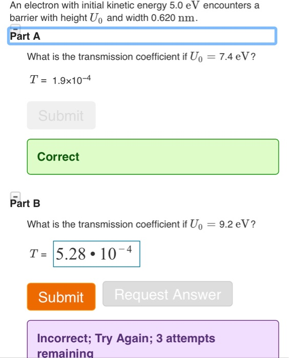 Solved An electron with initial kinetic energy 5.0 eV | Chegg.com
