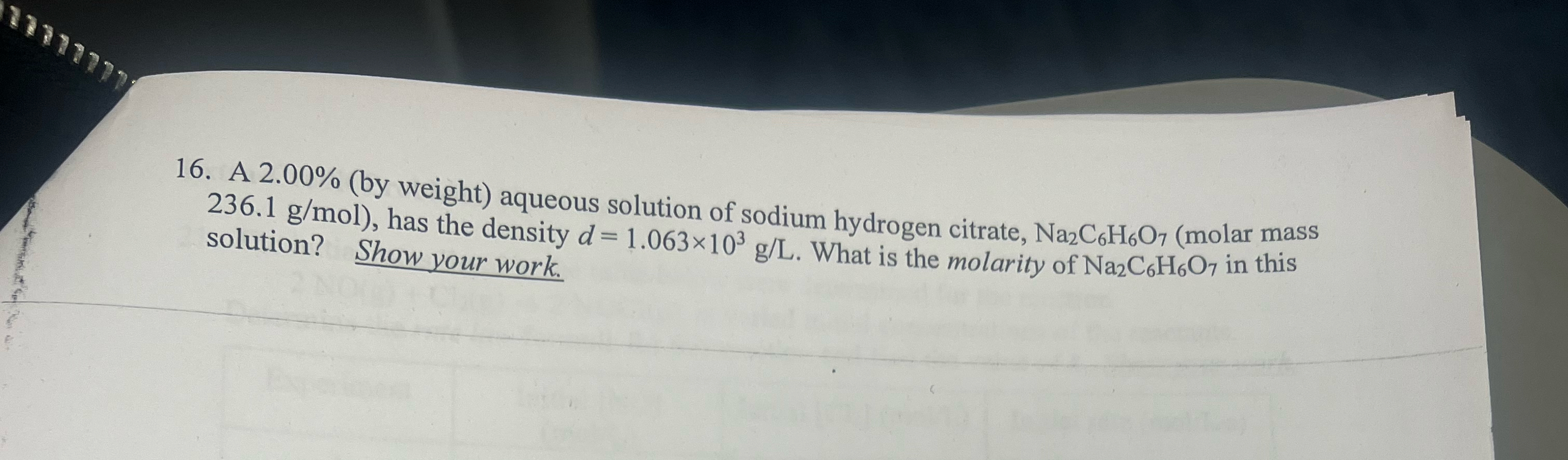 Solved A 2.00% (by weight) ﻿aqueous solution of sodium | Chegg.com