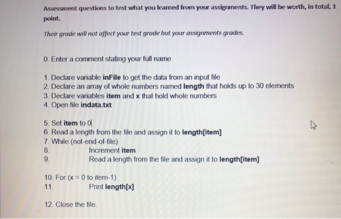 Solved Assessment questions to test what you learned from | Chegg.com