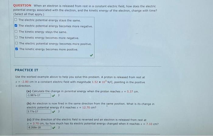 Find the change in electric potential energy | Chegg.com
