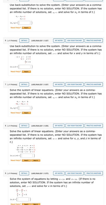 Solved Use back-substitution to solve the system. (Enter | Chegg.com