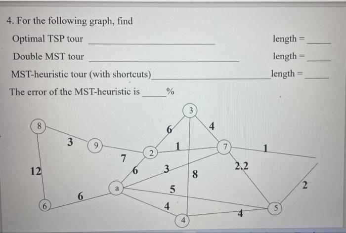 Solved 4. For the following graph, find Optimal TSP tour | Chegg.com Solved 4. For the following graph, find Optimal TSP tour | Chegg.com