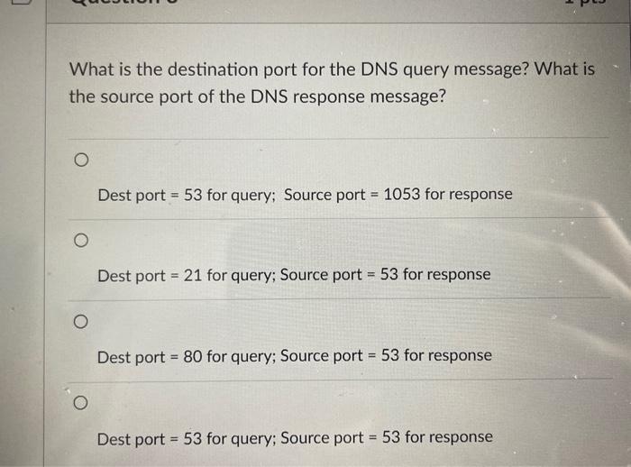 Solved What is the destination port for the DNS query | Chegg.com