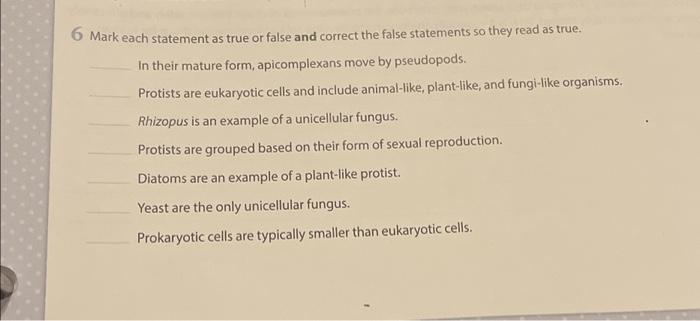 Solved 6 Mark each statement as true or false and correct | Chegg.com