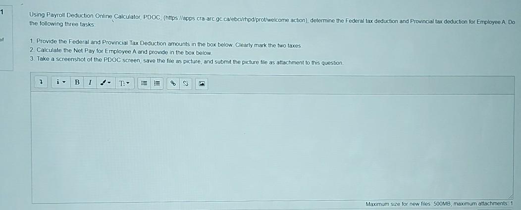 1 Using Payroll Deduction Online Calculator, PDOC, | Chegg.com