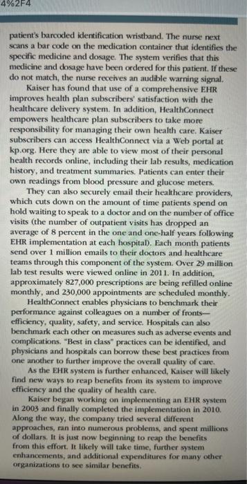 Solved Case One Kaiser Permanente Implements Electronic | Chegg.com