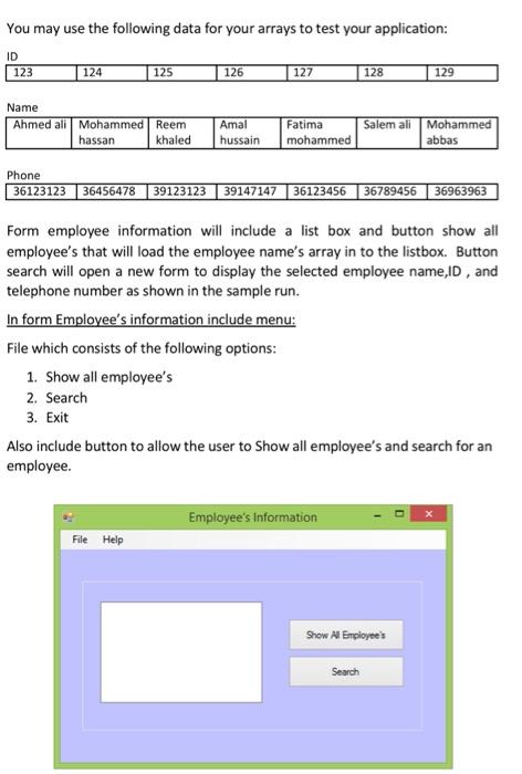 Solved Create an employee directory application that shows | Chegg.com