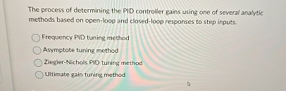 Solved The process of determining the PID controller gains | Chegg.com