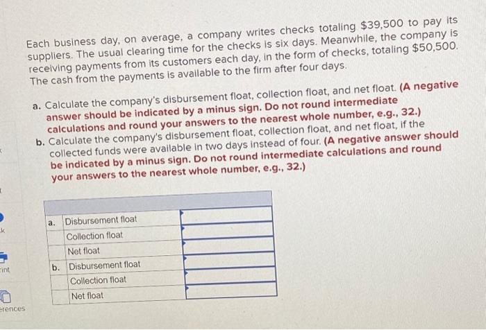 Solved Ek int 0 erences Each business day, on average, a | Chegg.com